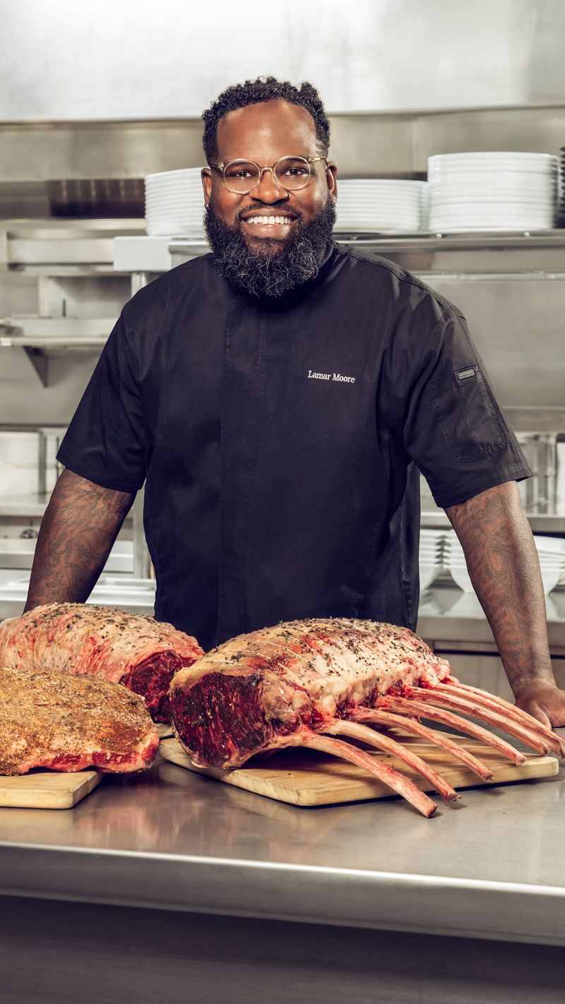 Beef Tenderloin with Cheesy Grits and Chimichurri